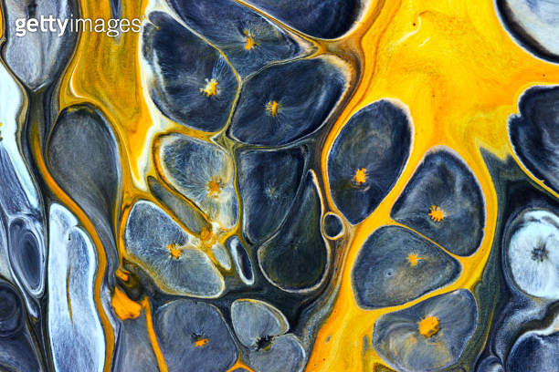 Yellow flowing paint texture. Marbled paper abstract background 이미지 ...