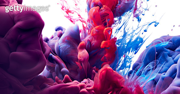 Mixed ink abstract background with splash of acrylic paint in water ...