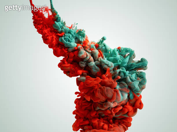 Red and green paint splash abstract background 이미지 (1737512531) - 게티이미지뱅크