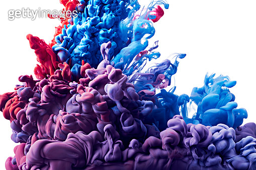 Mixed ink abstract background with splash of acrylic paint in water ...