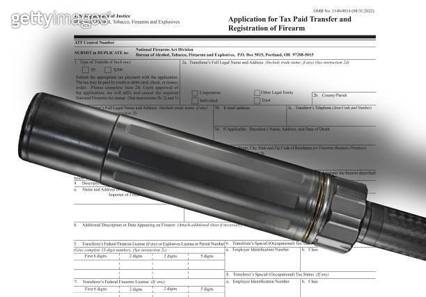 Silencer with shadow on the public domain tax form for ownership 이미지 ...