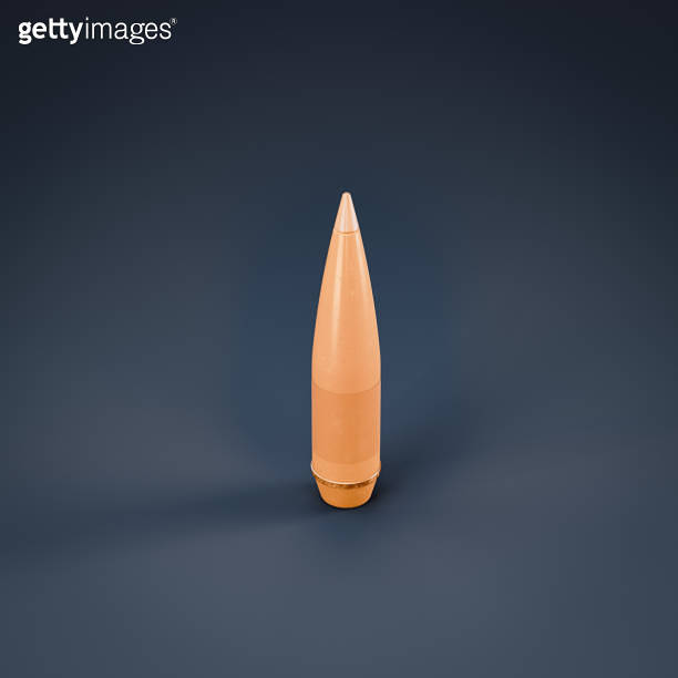 Monochrome single color yellow military ammunition, rocket projectile ...