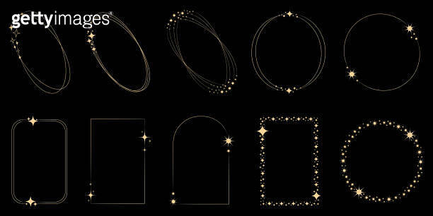 Frames with Stars. Sparkle Stars with circle or square frames. Star ...