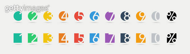Numbers. Collection round and square number icons. Colorful Numbers ...