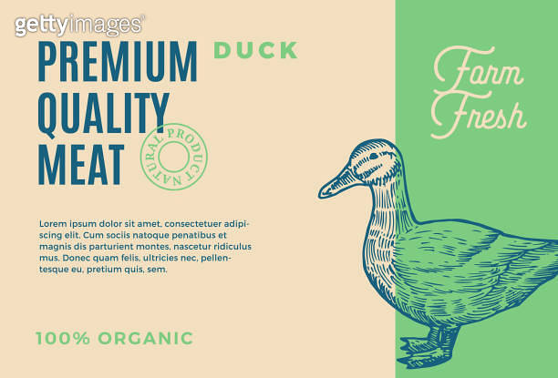 Premium Quality Duck Meat. Abstract Vector Meat Packaging Design or ...