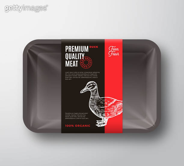 Premium Quality Duck Meat Package and Label Stripe. Vector Food Plastic ...