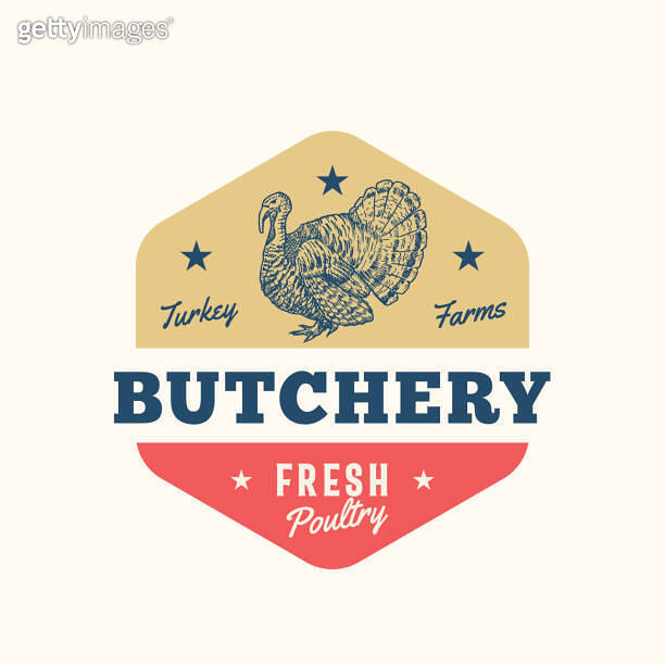Turkey Farms Fresh Poultry Abstract Vector Sign, Symbol or Emblem ...