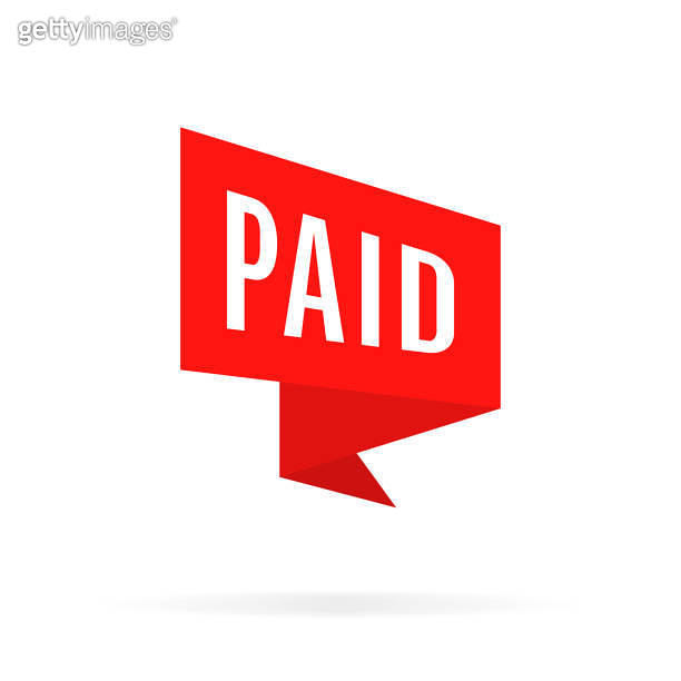Paid - Paper Speech Bubble, Notification Template. Vector Stock ...