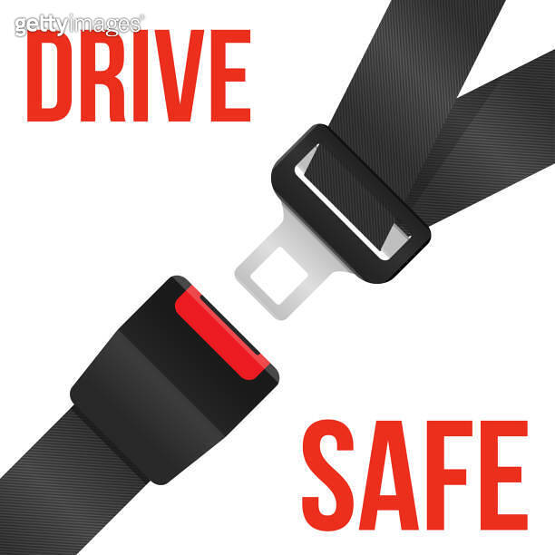 Drive Safe Banner. Safety Passenger Seat Belt. Unlocked with Fastener ...