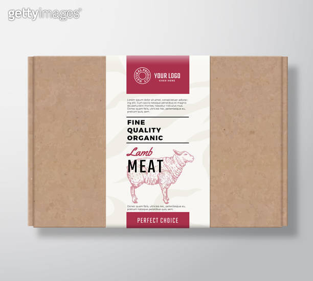 Fine Quality Organic Lamb Craft Cardboard Box. Abstract Vector Meat ...