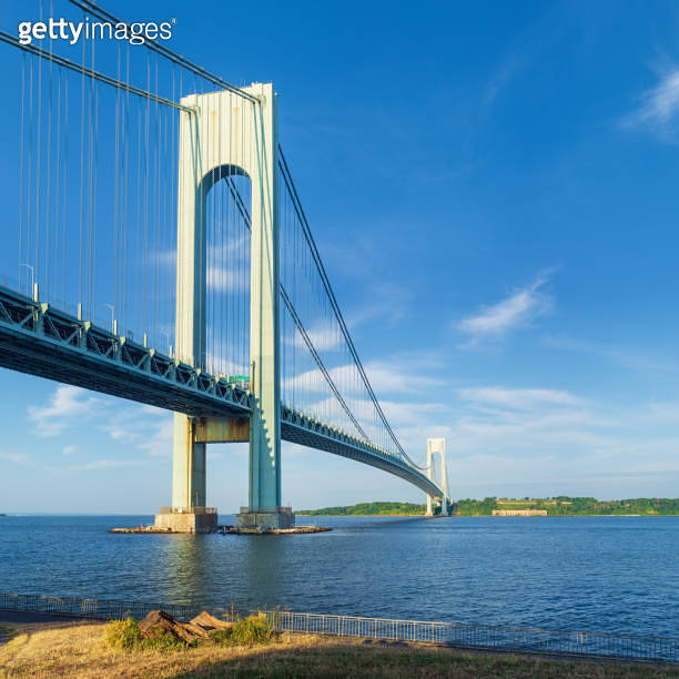 Verrazano-Narrows Bridge, Promenade and New York Harbor, New York City ...