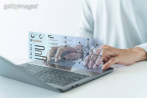 Engineer working with database for digital data design or cyberspace ...