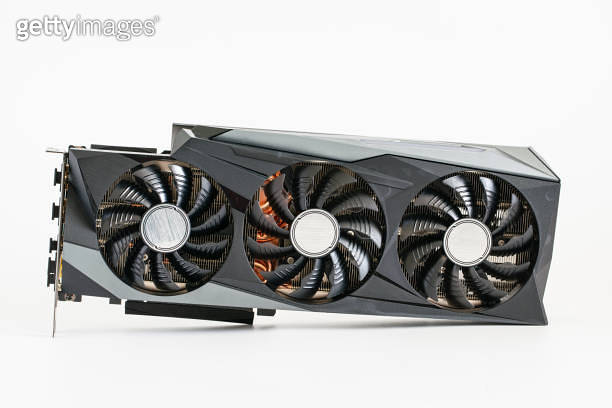 Video Graphics card with powerful GPU isolated on white background 이미지 ...