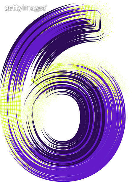 Calligraphic paint number six. 6 brush lettering. 이미지 (1471492756) - 게티 ...