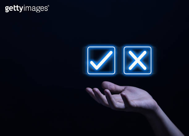 true and false symbol hand showing yes or no sign 이미지 (1495320561) - 게티 ...