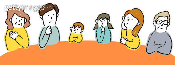 Vector illustration of thinking family around table. 이미지 (1462896332 ...