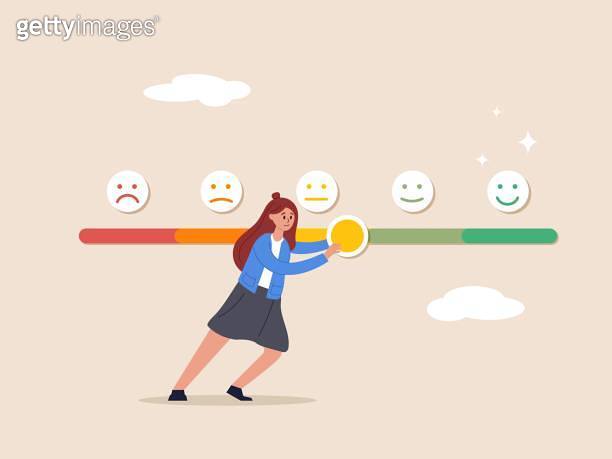 Customer feedback giving rating based on experience or quality from ...