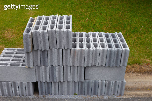 Cement solid brick blocks made up of sand, lime and concrete materials ...