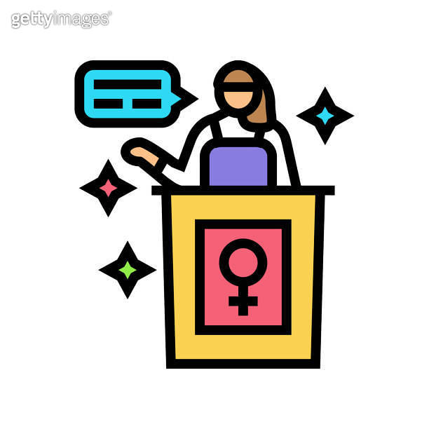 feminist activist feminism woman color icon vector illustration ...