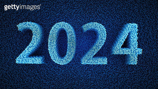 2024. Happy New Year. Bright pixelated background. 3d render 이미지 ...