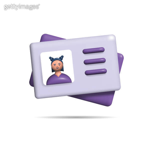 3D ID card. Identification card 3d renders the design. Vector 3d icon ...