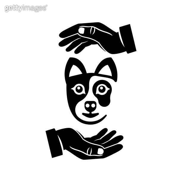 Animal protection. Hands protect the dog. Animal safety symbol. 이미지 ...