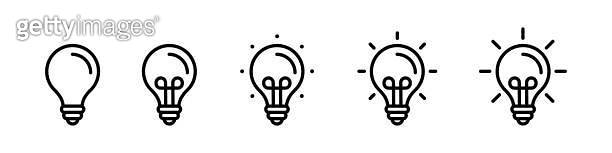 Lightbulb icon set. Light bulb flat line vector icons. Idea concept. Lamp icons. Vector graphic ...