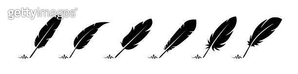 Signatures feathers set. Signatures vector logo icon collection ...