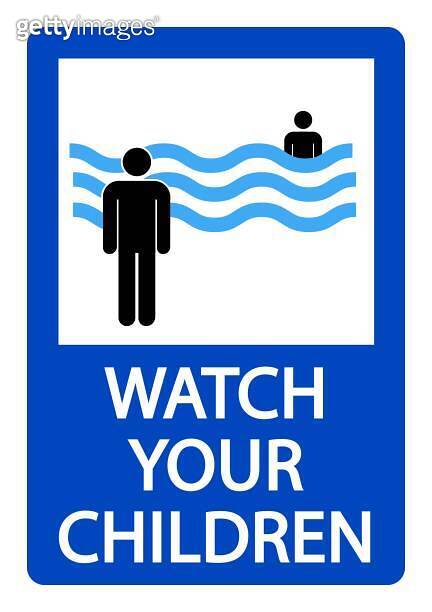 Watch your children, warning sign with symbol and text below. 이미지 ...