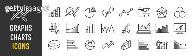 Graph and Charts web icons in line style. Graphics, infographic, statistics, data, diagrams ...