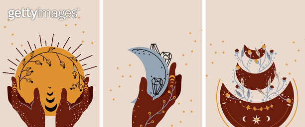 Mystical poster with a hand holding the moon. Celestial Witchcraft ...