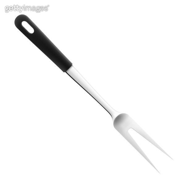 Meat fork isolated on a white background. Barbecue fork, Stainless ...