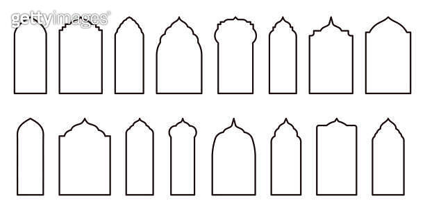 Islamic Vector Outlines Shapes Illustrating Window and Door Arches ...