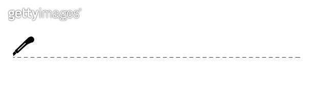 A clerical knife cuts the markup in the form of a dotted line. cut to ...