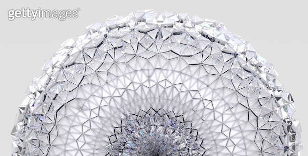 3d render abstract art part of surreal crystal diamond ring ball or ...