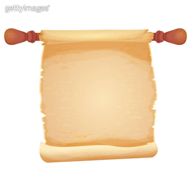 Parchment Scroll, antique paper with wooden handles, empty sheet ...