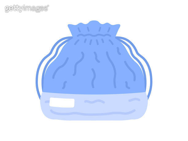 Illustration of a light blue drawstring bag for lunch boxes. 이미지 ...