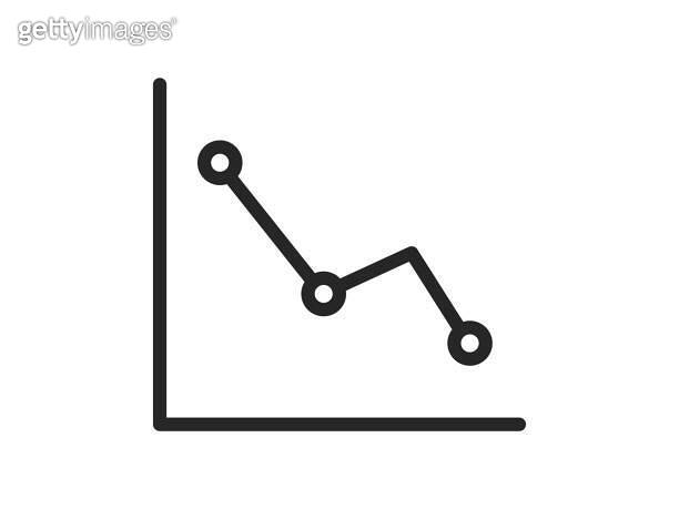 Illustration of a descending line graph icon (line drawing). 이미지 ...