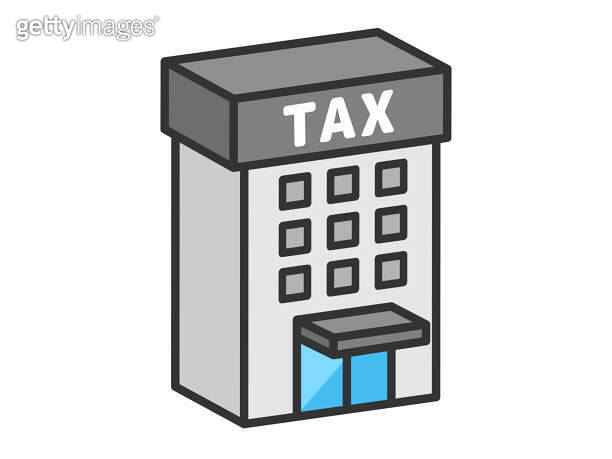 Illustration of the exterior of the tax office (3D line drawing). 이미지 ...