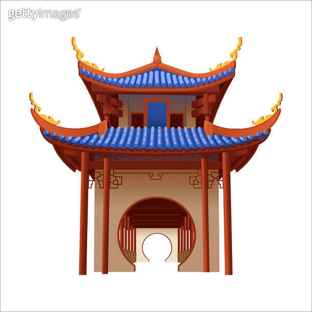 Chinese temple. Gazebo, pavilion. Chinese architecture, weather.Vector ...