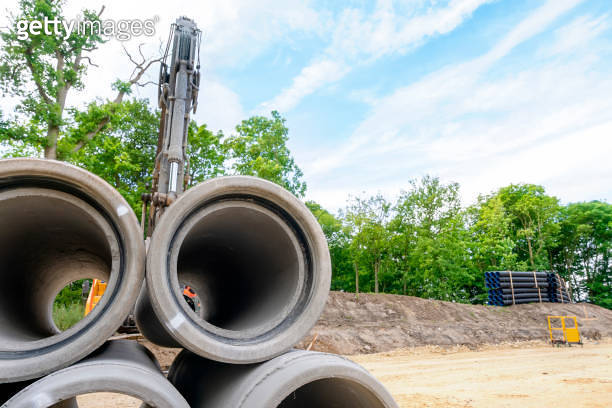 Big diameter concrete pipes for drainage works delivered on ...