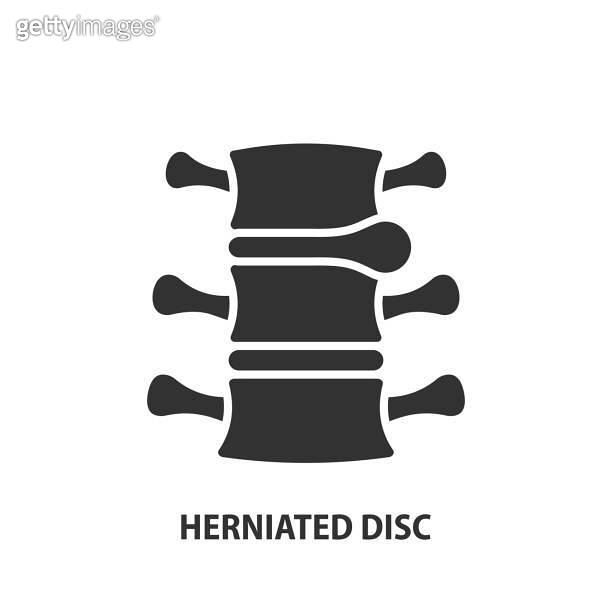 Spinal disc herniation glyph icon. Herniated disc vector sign ...