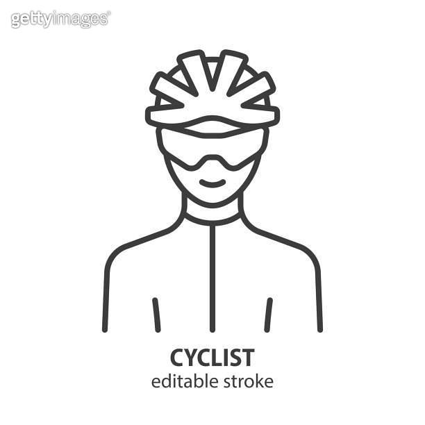 Cyclist line icon. Bicyclist vector outline symbol. Editable stroke ...