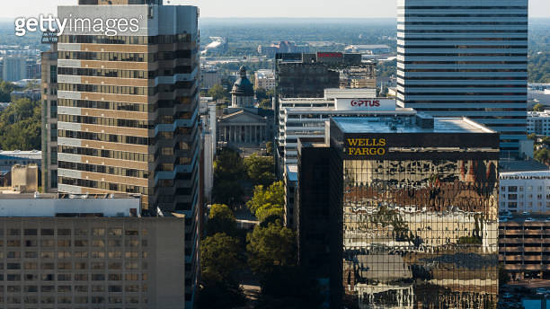 The heart of South Carolina capital city: business skyscrapers line the ...