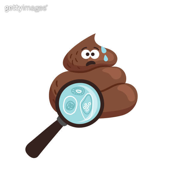 Cartoon vector illustration with cute turd and loupe. The poop ...