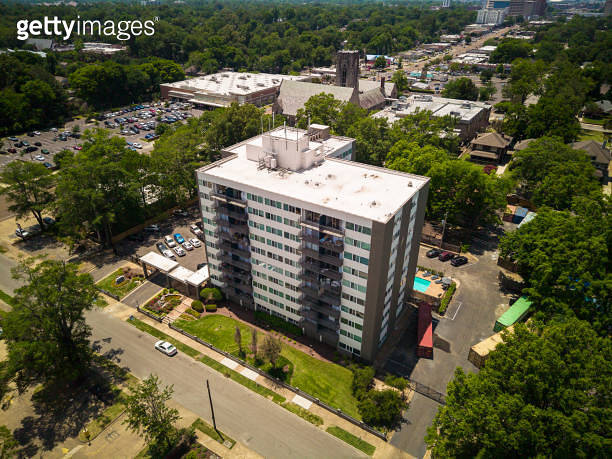 High rise apartments along North Main Street in Uptown Memphis ...
