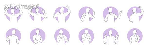 Basic body language. People action posture, man simple poses pictogram ...