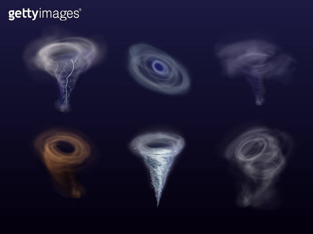 Realistic hurricane. Destruction tornado, dust wind twister whirlpool ...