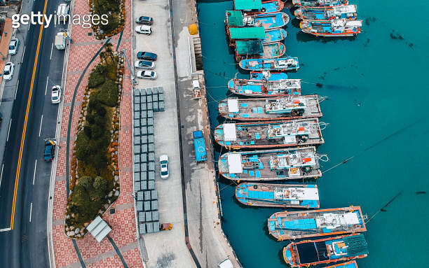aerial view of Wando beach port in Wando 이미지 (1642460552) - 게티이미지뱅크