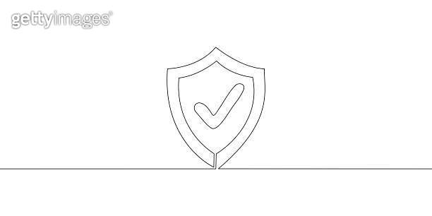 Continuous line drawing of shield on white background. (1686697910 ...